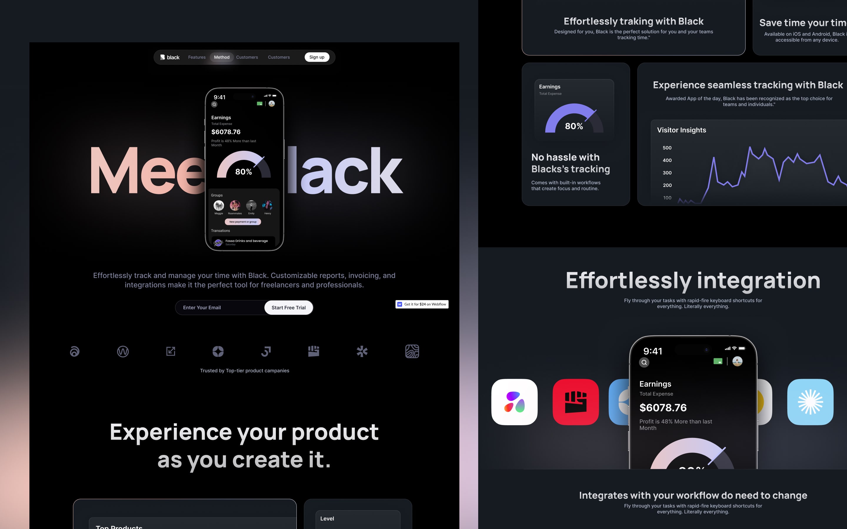 Black - App Webflow Template | Wedoflow